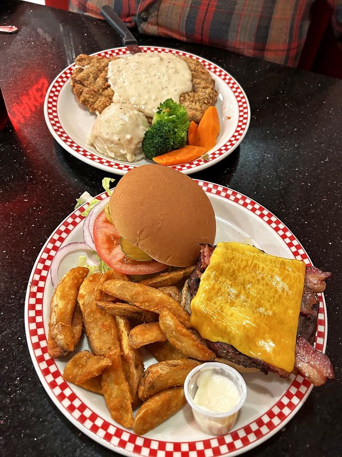 Chicken fried steak and comfort on a plate. That gravy isn't just a topping—it's liquid therapy after a long week.