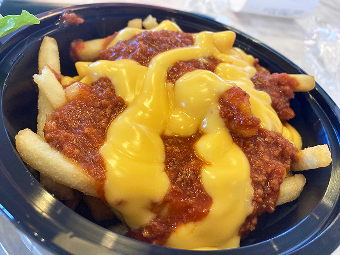 Chili cheese fries&mdash;where diet plans go to die, but souls go to live. That river of molten cheese could solve any of life's problems.