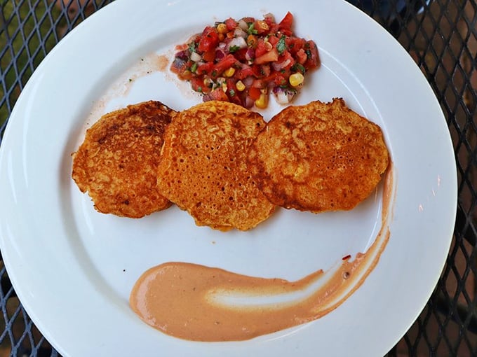 These golden corn fritters with their crispy edges are the breakfast equivalent of finding an extra $20 in your pocket—unexpected joy on a plate.