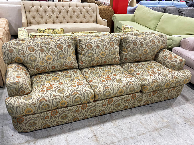 This floral sofa has seen some living rooms in its day. With good bones and a pattern that's so out it's coming back in, someone's "Nana chic" design dreams are about to come true.