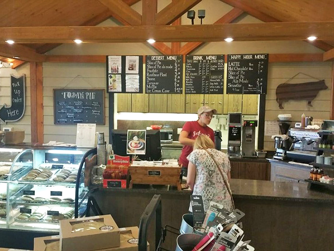Behind this counter, pie wizards transform ordinary ingredients into extraordinary memories. The chalkboard menu is basically a roadmap to happiness.