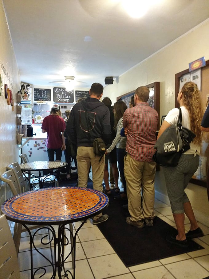The line forms here for frozen happiness. Some wait for concert tickets; the wise wait for handcrafted scoops.