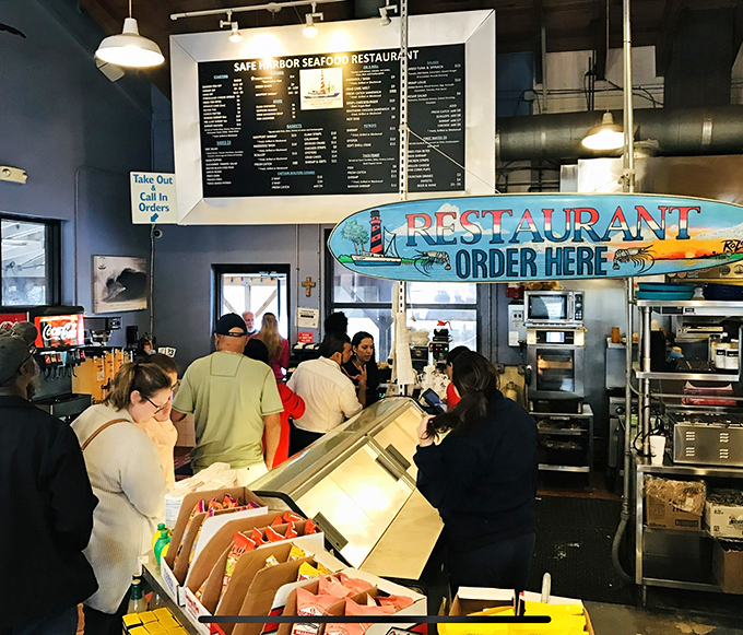 The ordering counter – where dreams of fresh-caught delicacies begin their journey to becoming the highlight of your day.