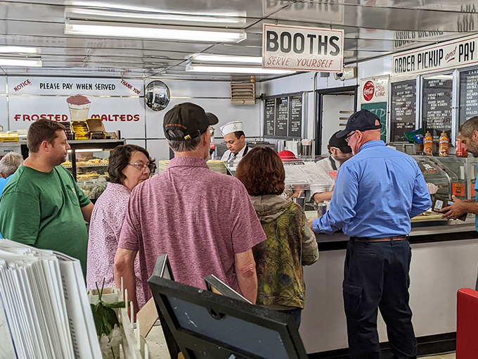 The lunch rush isn't just about eating&mdash;it's a community ritual. These folks aren't customers; they're the living, breathing soul of small-town America.