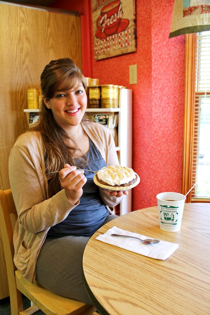 The joy of mini pie discovery is written all over this diner's face. When dessert makes you smile like that, calories legally don't count.