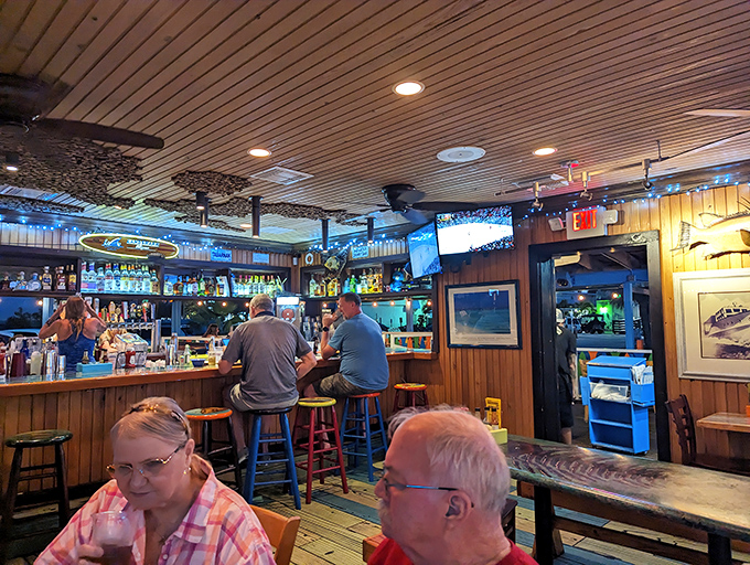 Where locals and tourists find common ground. Wood-paneled walls have absorbed decades of laughter, seafood stories, and the occasional tall tale.