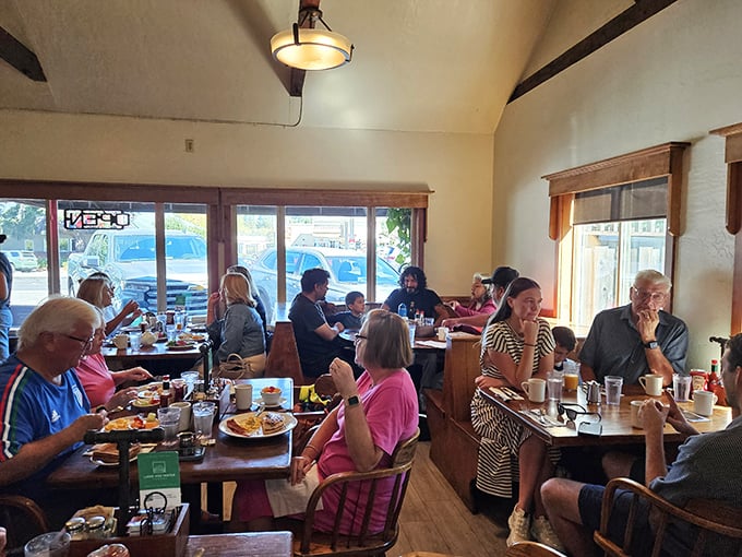 The true measure of a great breakfast spot: tables filled with people too busy enjoying their food to check their phones.
