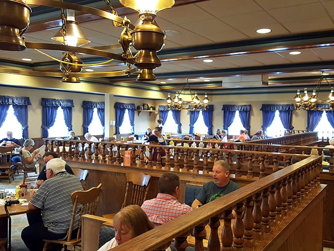 Where strangers become neighbors over coffee refills and shared condiments. The wooden dividers create the perfect balance of privacy and community&mdash;just like small-town life itself.