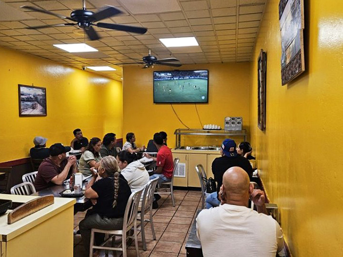 Soccer on TV, tacos on tables, and a room full of people who know they've found the real deal.