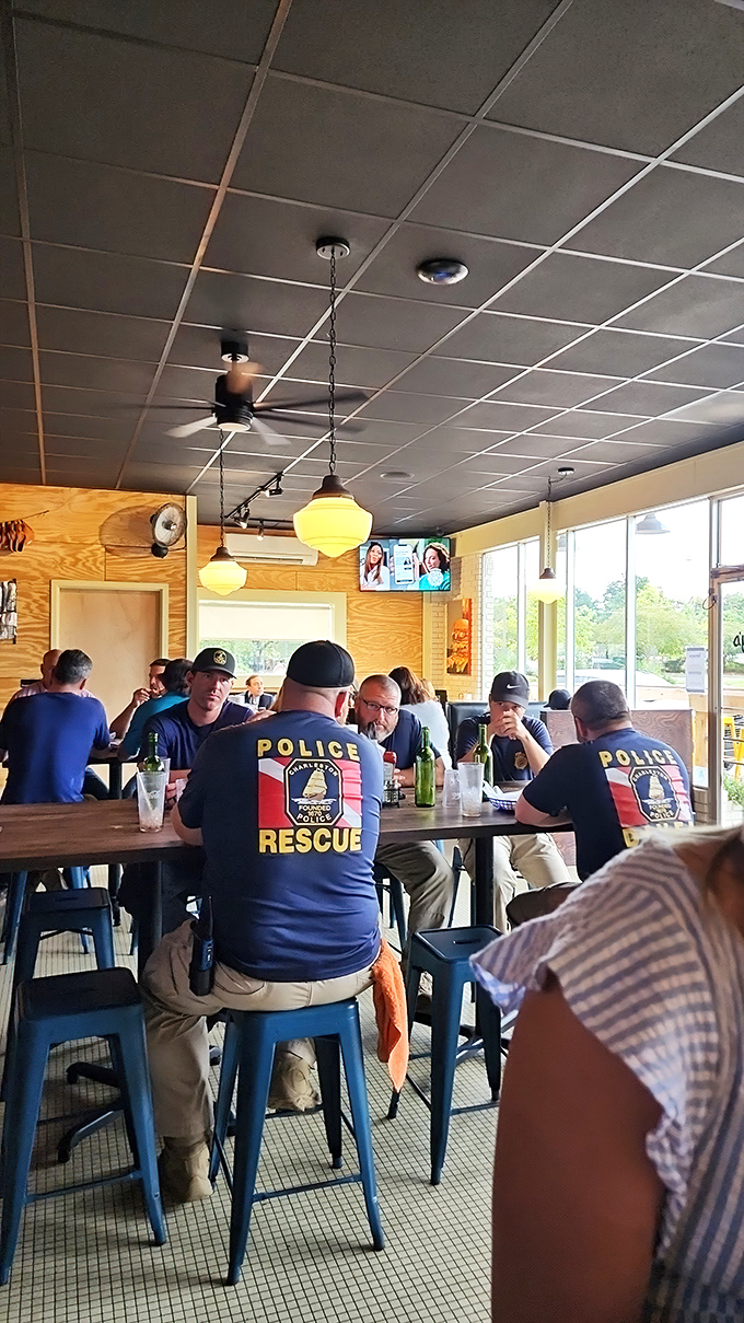 When even the local heroes choose your restaurant for lunch, you know it's legit. Those blue stools have supported some serious community builders.