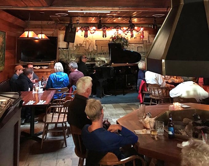 Live piano music transforms dinner into an event, where locals and tourists alike gather to celebrate the day's end.