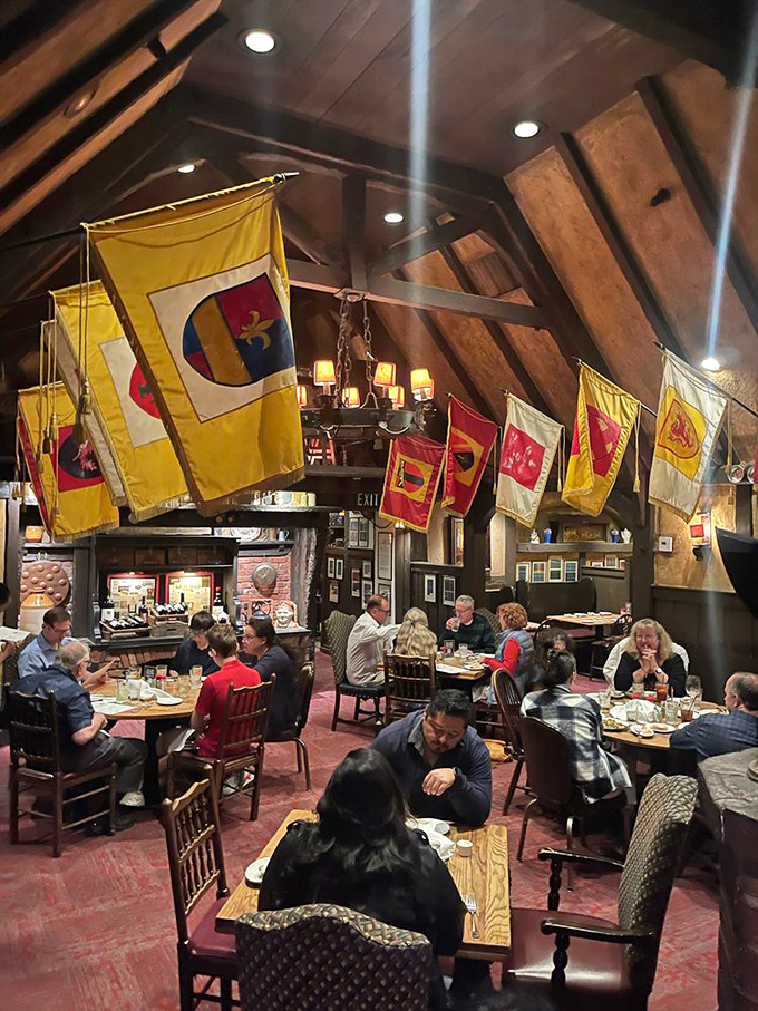 Multi-generational families gather under colorful banners, creating new memories while surrounded by the ghosts of Hollywood's golden age.