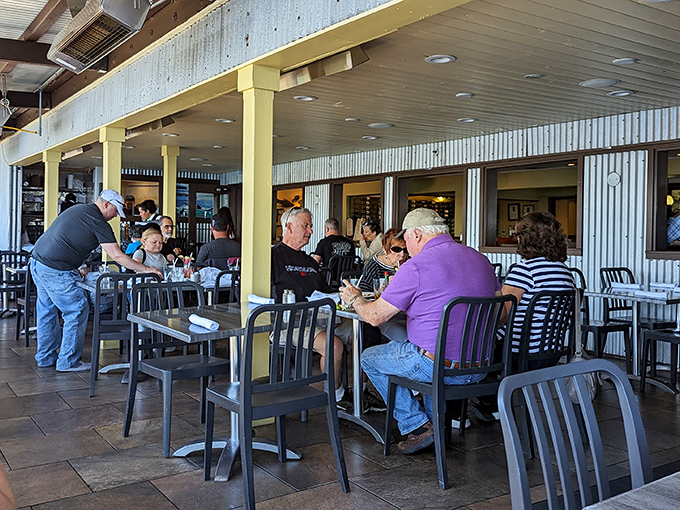 The outdoor patio&mdash;where strangers become friends over glasses of wine and shared appreciation for Monterey's perfect weather.