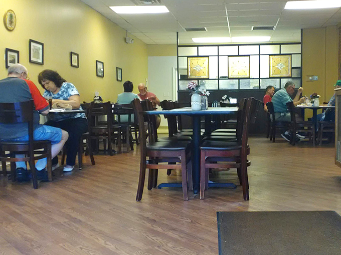 Where locals gather to share news and meals—the true heart of small-town Ohio revealed in this everyday dining scene.