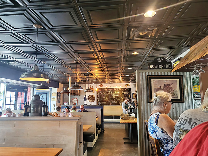 Beneath warm pendant lights, diners enjoy the unpretentious comfort that makes great food taste even better. No white tablecloths needed when the seafood's this good.