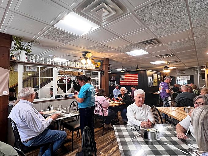 Regulars and tourists alike gather at checkered tablecloths, united by the universal language of "mmm" and "pass the gravy."