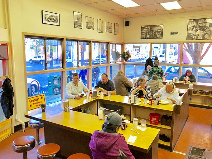 The true measure of a great diner: when strangers share tables and nobody minds because they're all members of the same delicious club.