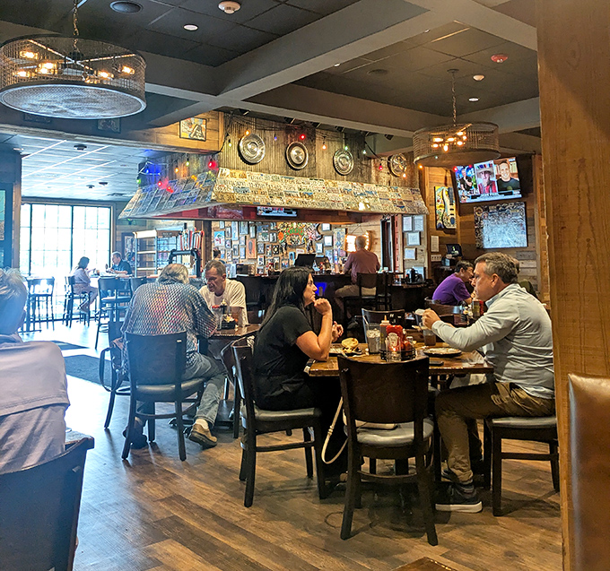 Locals and visitors alike bonding over the universal language of exceptional barbecue. Notice how nobody's checking their phones&mdash;the food commands full attention.