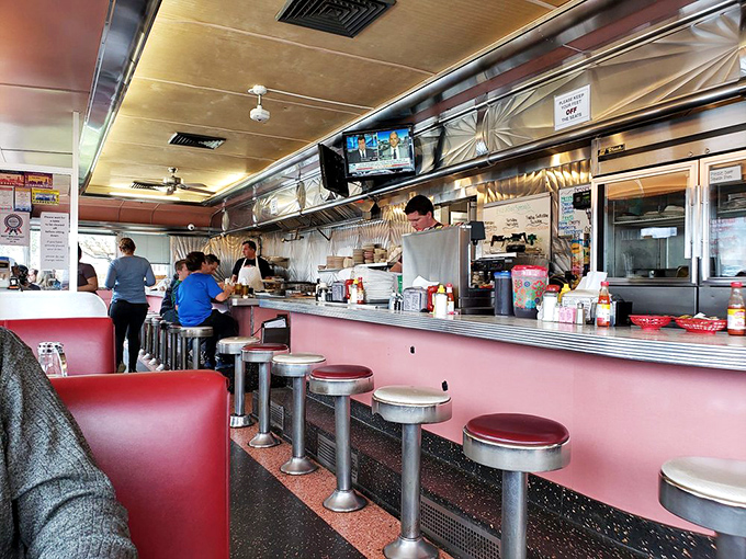 Pink countertops and chrome stools &ndash; where regulars have worn their loyalty into the seats and waitresses know your order before you sit down.