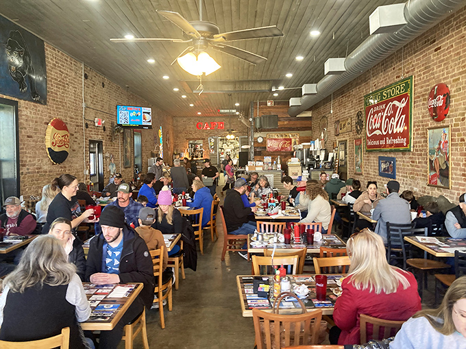 Weekend mornings bring a cross-section of Texas life together. Nothing unites humanity quite like the pursuit of excellent pancakes.