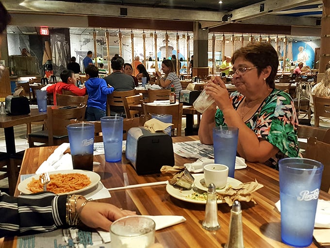 Real seafood enthusiasts in their natural habitat &ndash; plotting their next buffet strategy between sips of something cool and refreshing.
