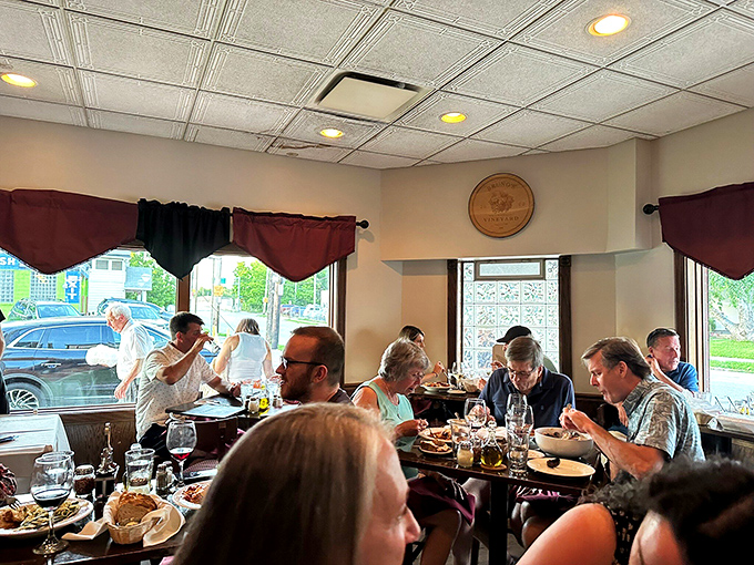The true measure of a restaurant's worth: tables filled with people too busy enjoying their food to check their phones.