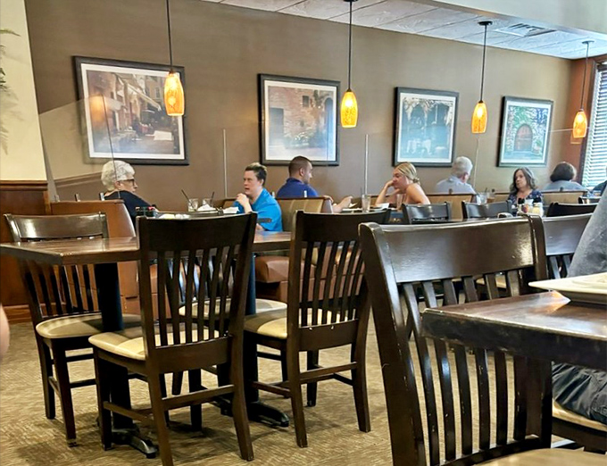 Even on a Tuesday afternoon, the dining room hums with conversation&mdash;locals know you don't wait for special occasions to visit Rodney's.
