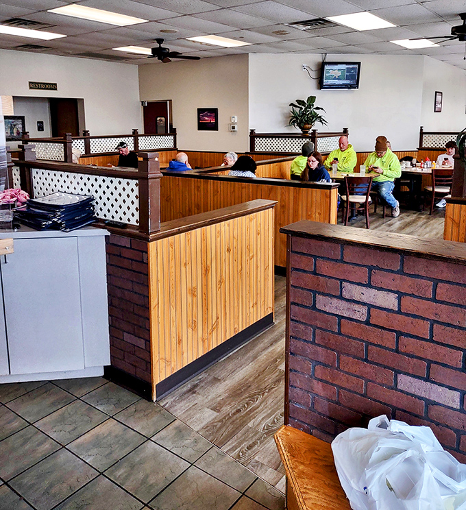 Booths designed for lingering conversations and second coffee refills&mdash;where local news is exchanged and weekend plans are hatched.