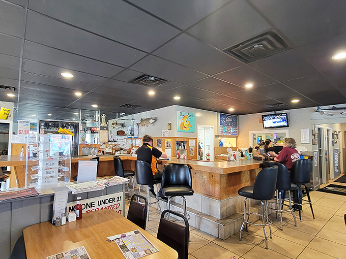 Where the magic happens&mdash;the bar area combines the conviviality of Cheers with the promise of fresh seafood in a landlocked state. A true Indiana miracle!