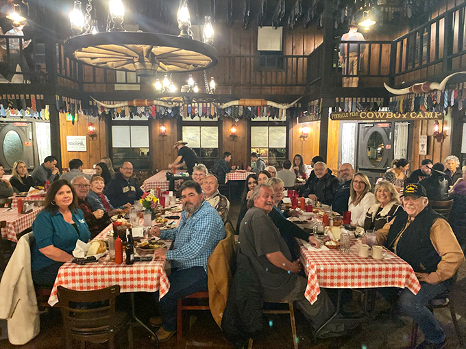 Happiness is a table full of friends at Pinnacle Peak, where strangers become family faster than you can say "medium rare, please."
