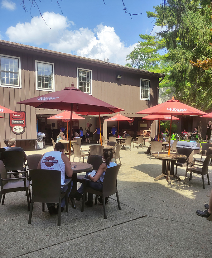 The outdoor patio at Velvet Ice Cream proves that ice cream tastes even better with a side of fresh air and conversation.
