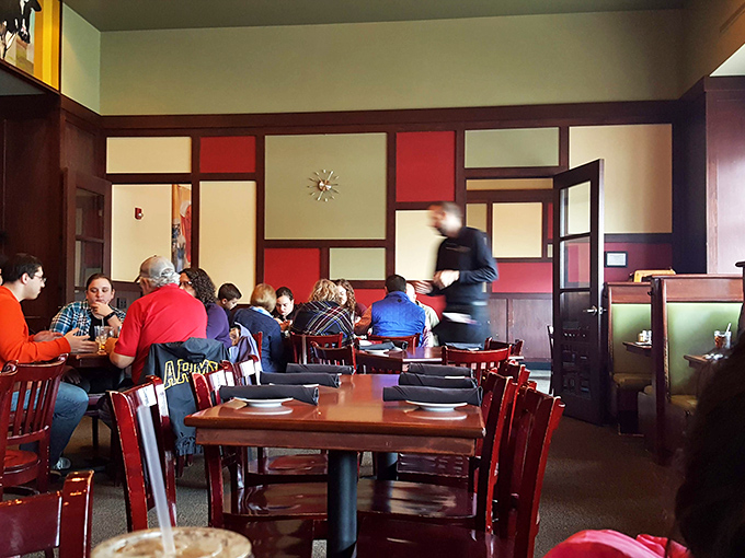 Where beer enthusiasts gather to debate the merits of IPAs versus stouts while secretly eyeing each other's food choices.