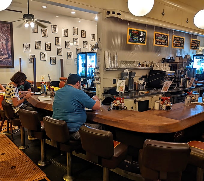 Counter culture at its finest – where solo diners find community in chrome and conversation.