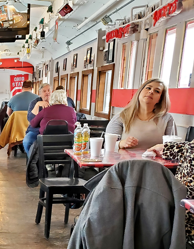 Every good diner has its regulars&mdash;the folks who've turned these booth seats into their second kitchen table, complete with coffee cup indentations.