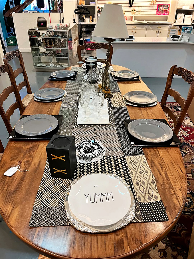 "YUMMY" indeed &ndash; this beautifully staged dining set is ready for its close-up, or better yet, your next dinner party.