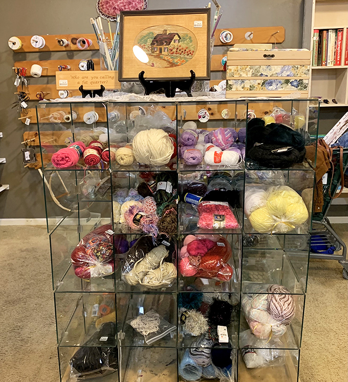 A crafter's dream &ndash; cubbies of yarn in every shade imaginable, waiting to become someone's next handmade masterpiece or unfinished project.