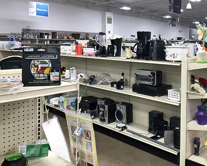 The electronics section: where yesterday's must-have gadgets find new purpose. That toaster oven might be older than your college-aged kid, but it'll outlast anything made today.