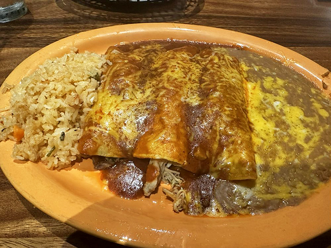 An enchilada combo that understands variety is the spice of life, especially when smothered properly.