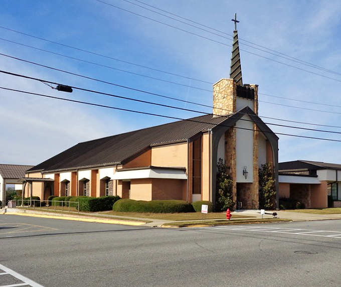 This church doesn't just offer spiritual guidance&mdash;it anchors the community with architectural presence and that distinctly Southern blend of faith and fellowship.