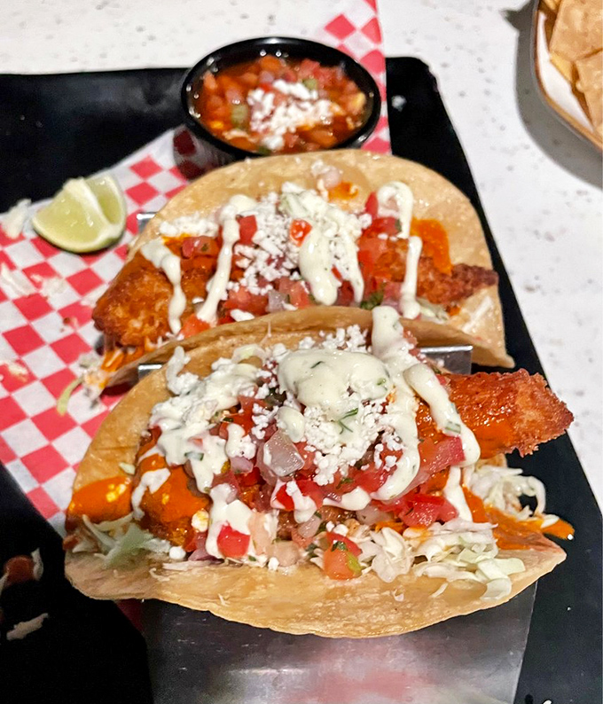 Fish tacos that honor San Diego's proximity to Mexico with a perfect balance of crunch, cream, and coastal flavors.