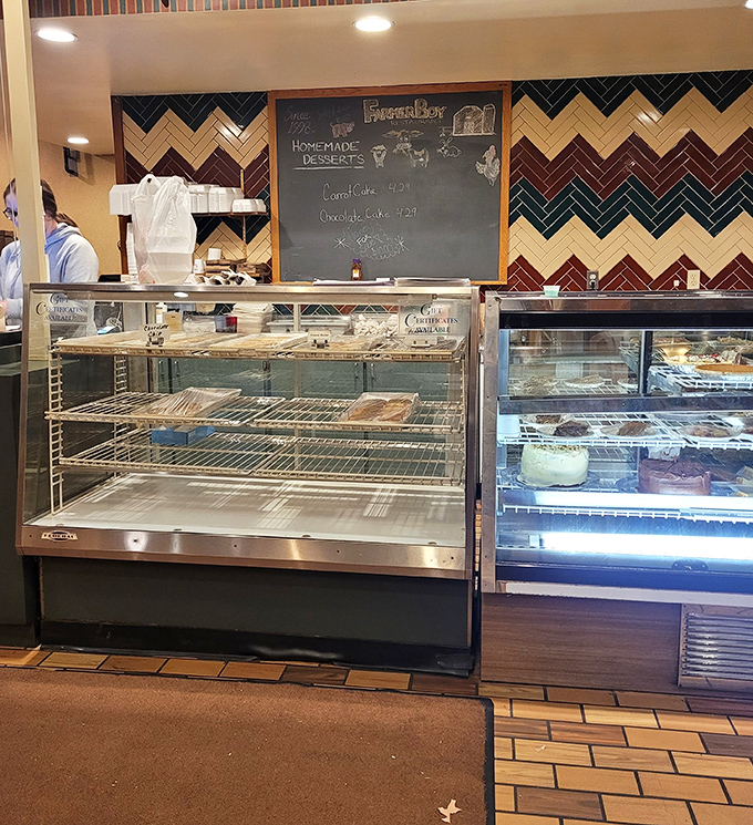 The dessert case stands as a temple of temptation, where willpower goes to surrender and diet plans are cheerfully abandoned.