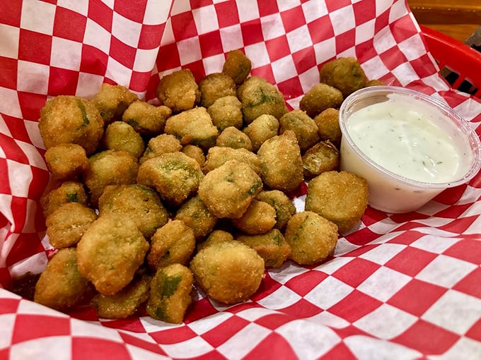 Fried okra that's transformed the sometimes-controversial vegetable into addictive, golden nuggets of Southern comfort, complete with ranch for dipping.