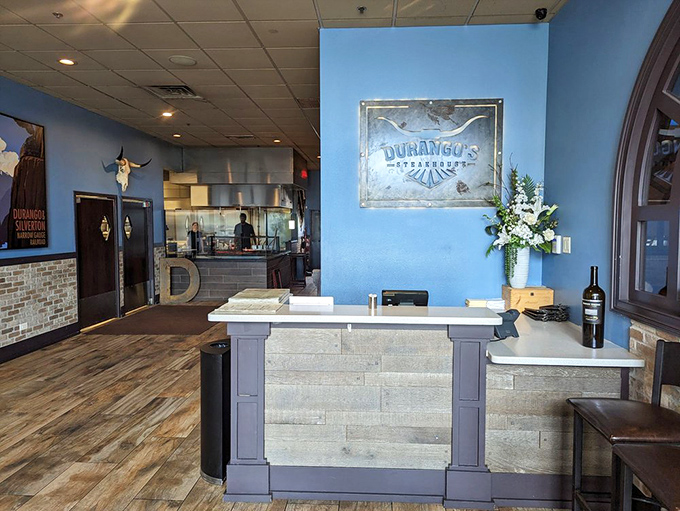 The host station welcomes you with a clean, modern aesthetic that says, "Yes, we take our steaks seriously, but we don't take ourselves too seriously."