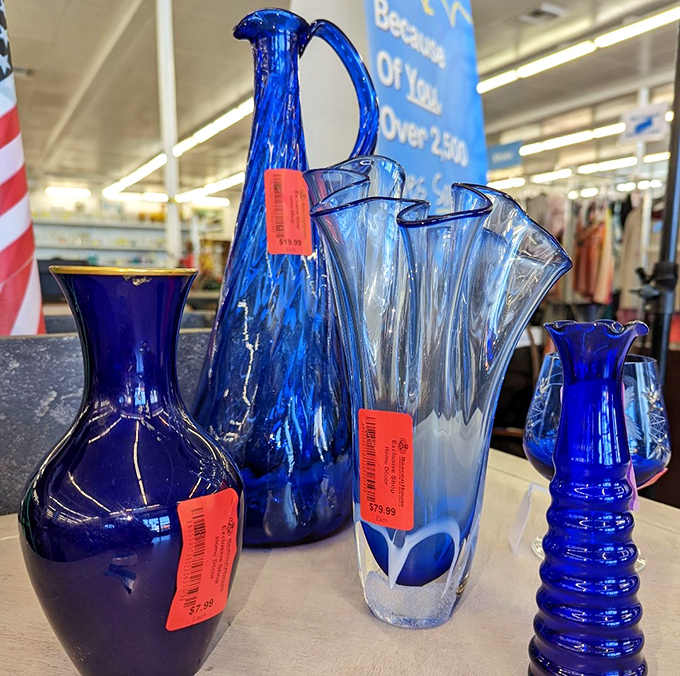 Blue glass that catches light like California ocean waves&mdash;home d&eacute;cor that doesn't break the bank but breaks the mold.