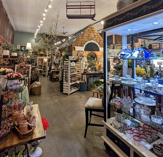 Americana meets elegance in this corner where patriotic pillows somehow look sophisticated rather than like Fourth of July leftovers.