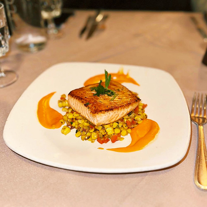 For non-beef eaters, the salmon arrives perfectly seared atop a colorful bed of vegetables &ndash; proof that they take all their offerings seriously.