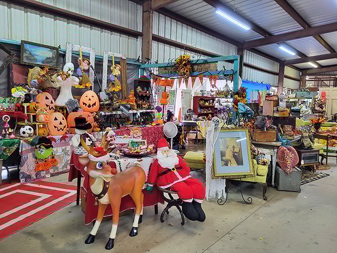 Christmas in Canton comes early with this festive display. Santa, reindeer, and holiday signs stand ready regardless of the actual calendar date.