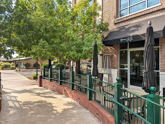 House of JuJu's inviting patio offers the perfect perch for people-watching while savoring one of their legendary gourmet burgers.
