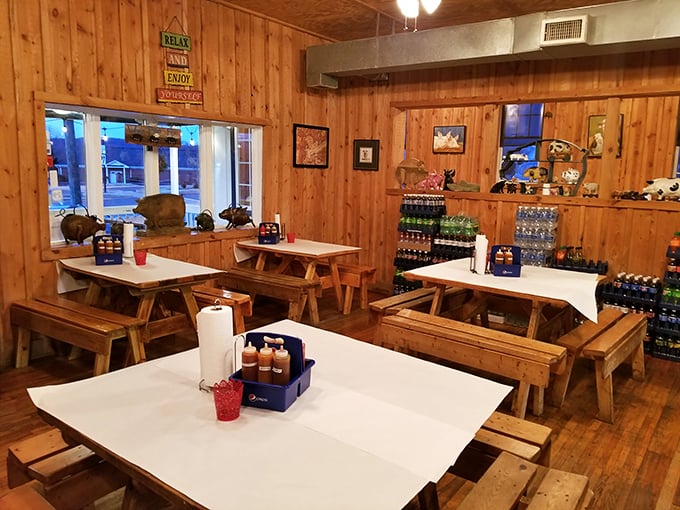 Wood-paneled walls and simple tables say, "Focus on the food, folks." And that's exactly what you'll do.