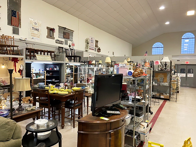 High ceilings and thoughtful displays transform this former church space into a cathedral of consignment, where furniture finds sanctuary before adoption.